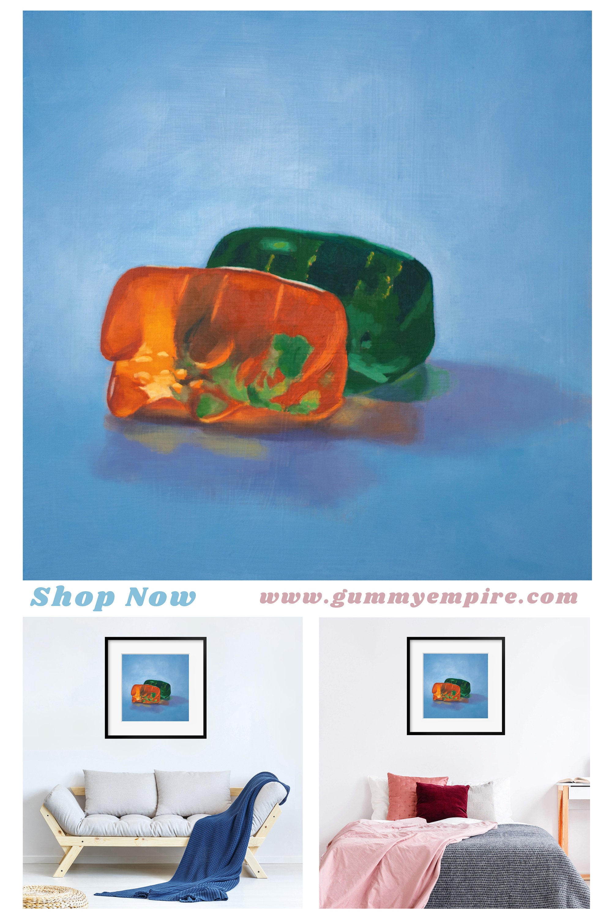 Gummy Bear Spooning Art Print From Oil Painting Cute Bear | Etsy