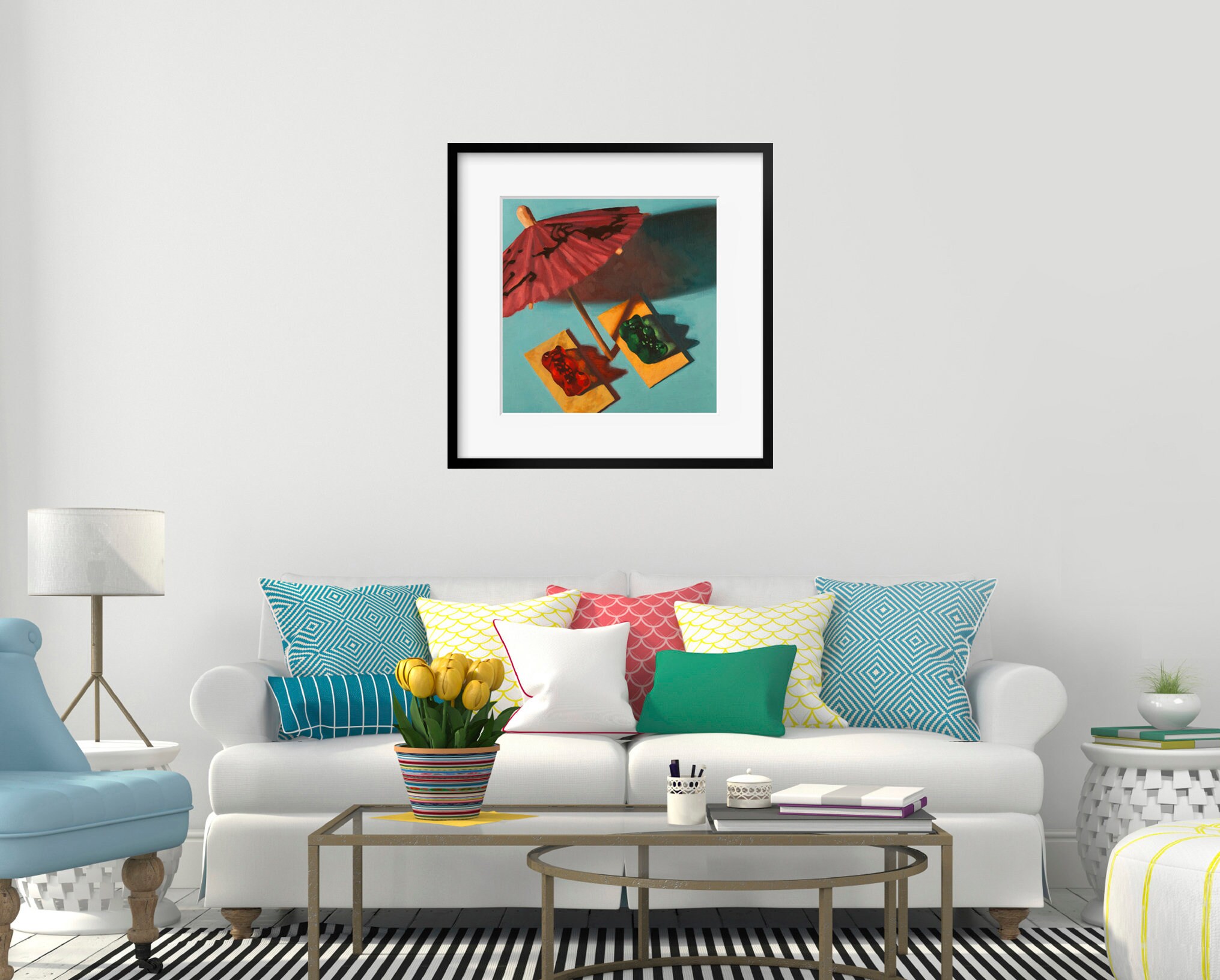 Gummy Bear Beach Bum Art Print From Oil Painting Tropical | Etsy