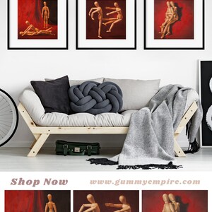 Wood Manikin Bedroom Wall Art Set of 3 Prints From Oil Paintings 3 ...