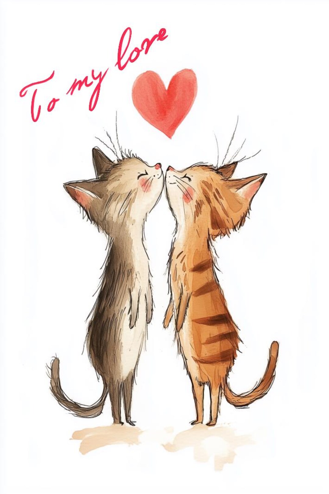 Loving Couple of Cats Valentine's Day Card , Card, Love, Valentine's ...