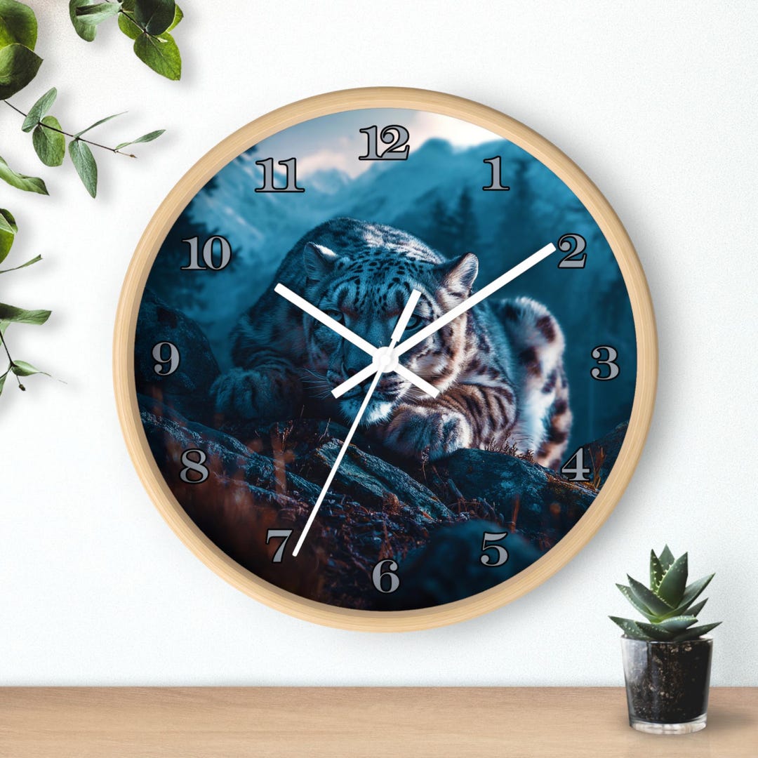 Wild Snow Leopard Wall Clock - Nature Decor, Animal Lover Gift, Home ...