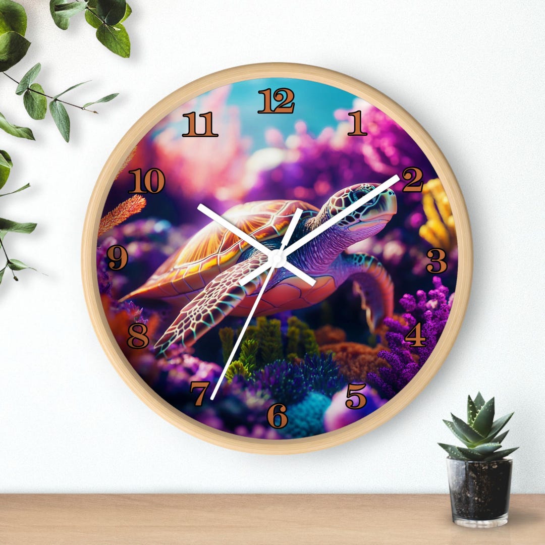 Oceanic Turtle Wall Clock | Sea Life Decor for Beach Lovers | Nautical ...