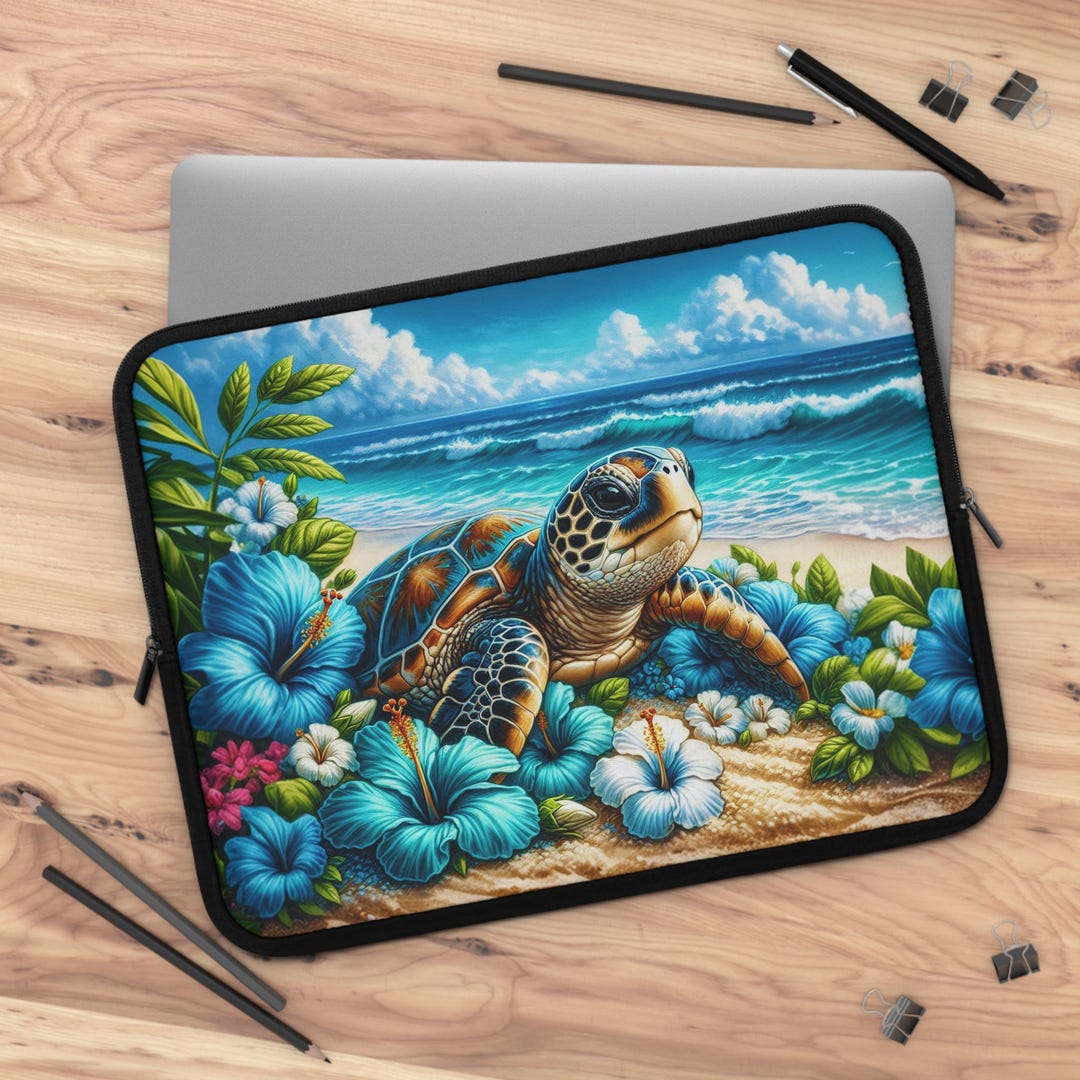 Tropical Turtle Laptop Sleeve | Beach-inspired Tech Case, Travel Gift ...