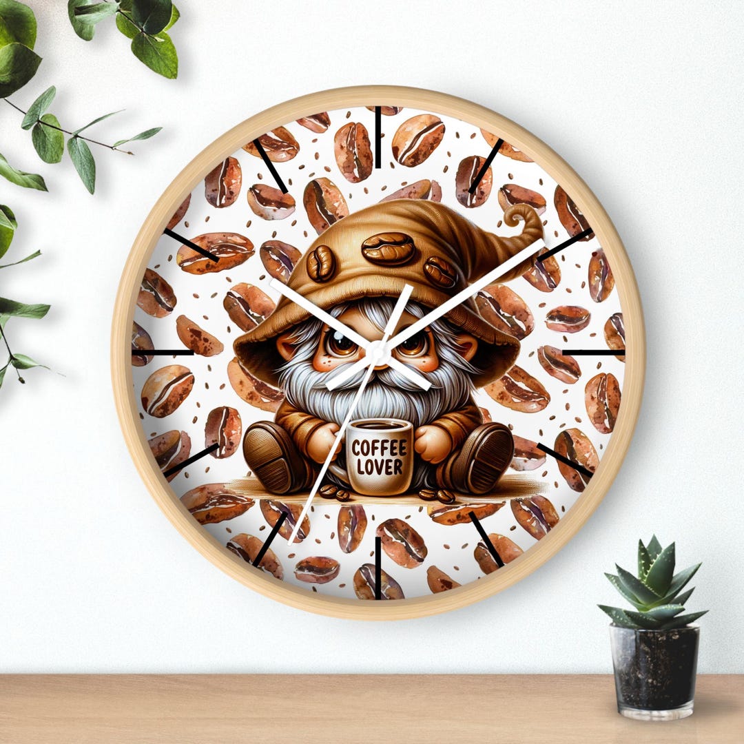 Coffee Lover Wall Clock Fun Kitchen Decor, Gift for Coffee Enthusiasts ...