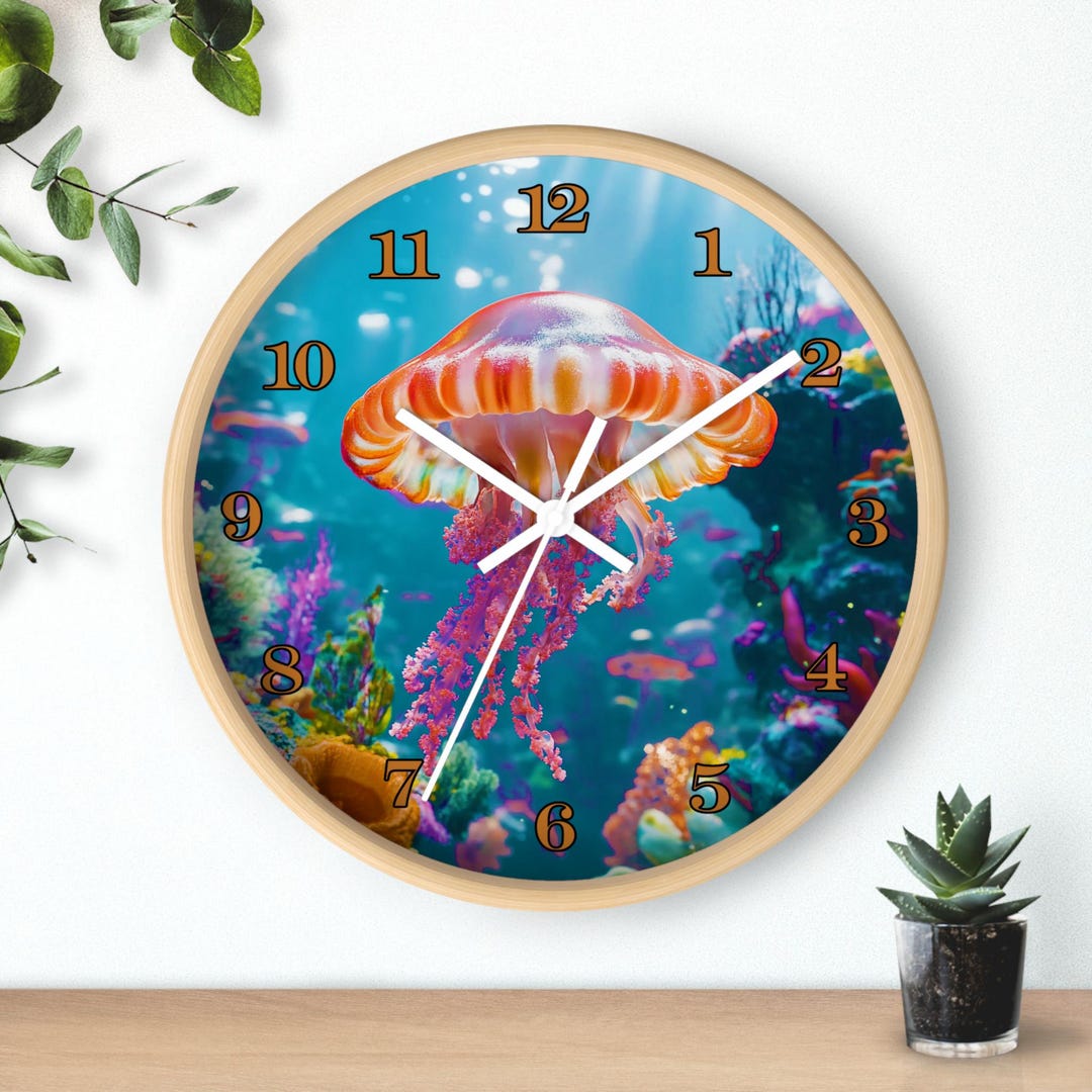 Underwater Jellyfish Wall Clock, Ocean Decor, Marine Life Clock, Gifts ...