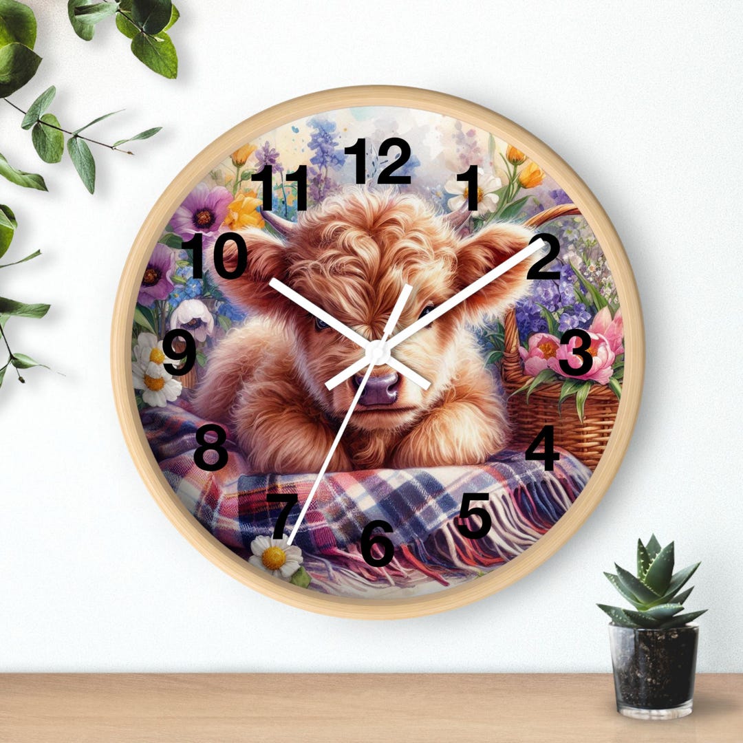 Highland Cow Wall Clock - Home Decor, Animal Lover Gift, Farmhouse ...