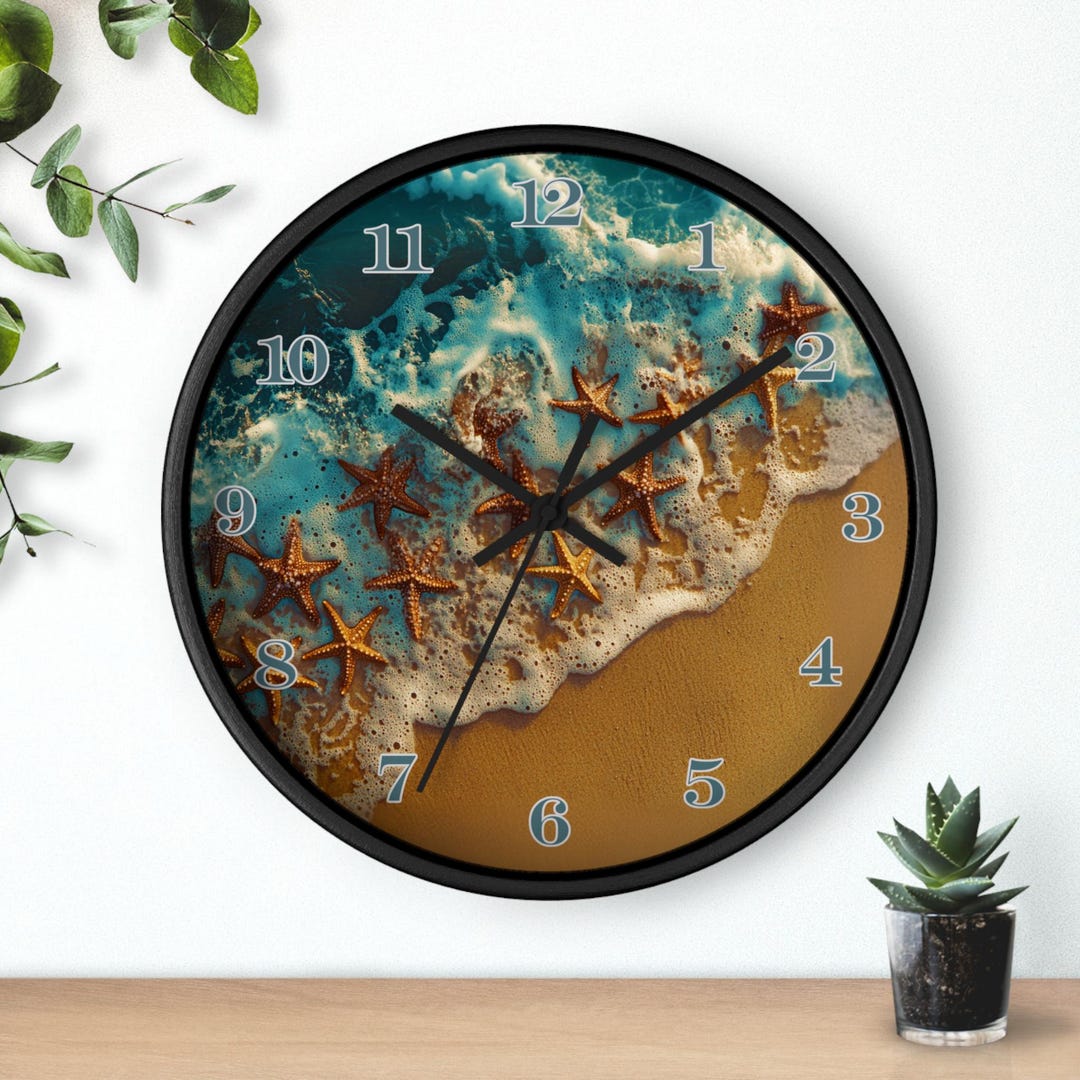 Coastal Starfish Wall Clock | Beach Decor, Nautical Home Accent, Gift ...