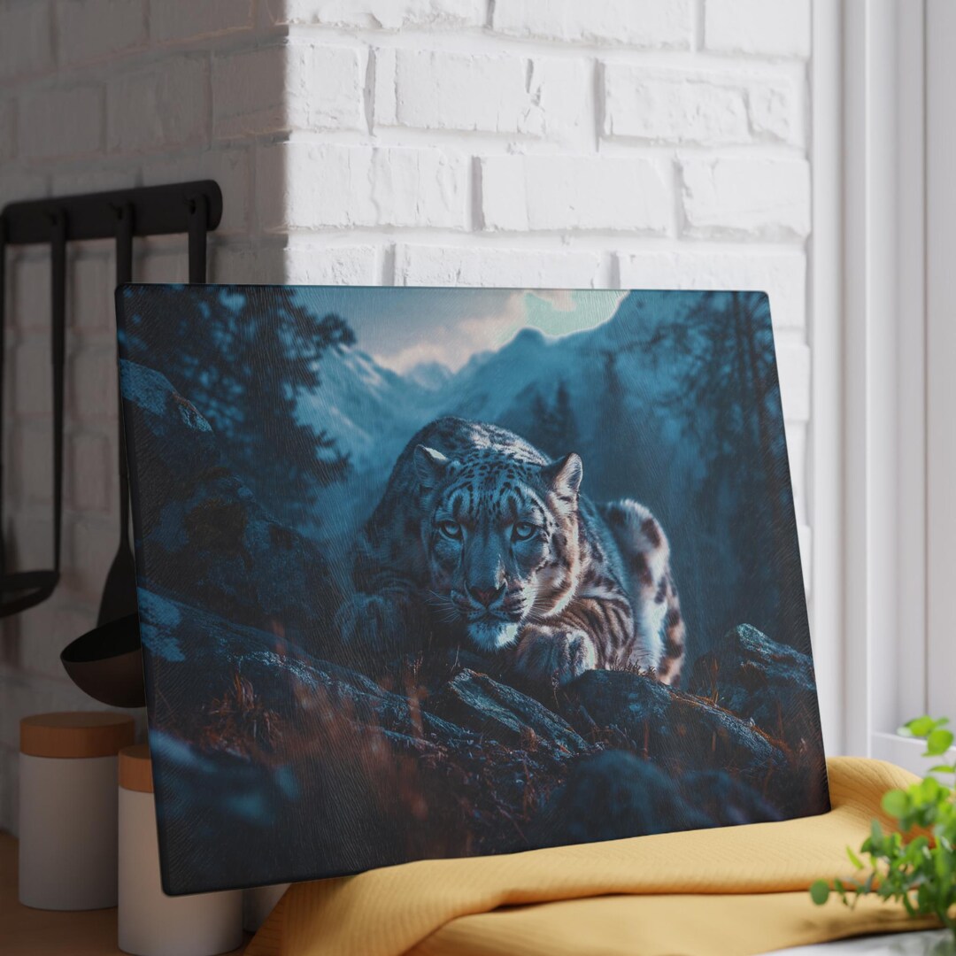 Majestic Snow Leopard Glass Cutting Board | Kitchen Decor, Home Gift ...