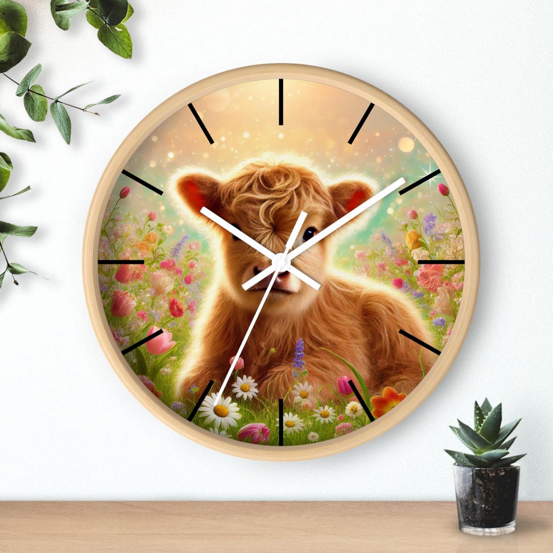 Highland Cow Wall Clock, Home Decor, Vintage Animal Art, Gift for Cow ...