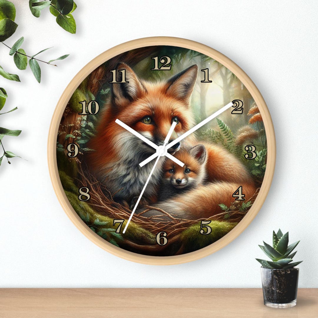 Rustic Fox Wall Clock, Woodland Decor, Animal Lover Gift, Nature ...