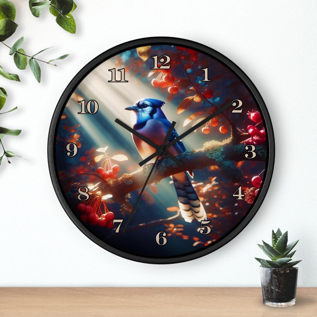 Serene Blue Jay Wall Clock | Bird Lover Decor, Nature Inspired Gift ...