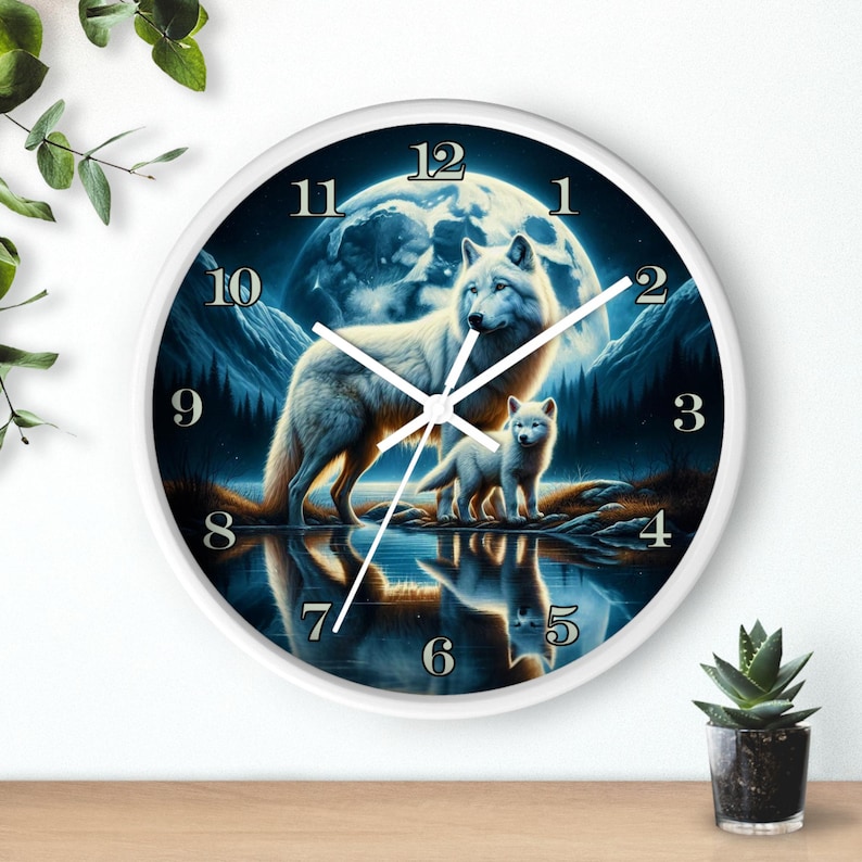Moonlit Wolf Wall Clock, Wildlife Home Decor, Unique Gift for Animal ...