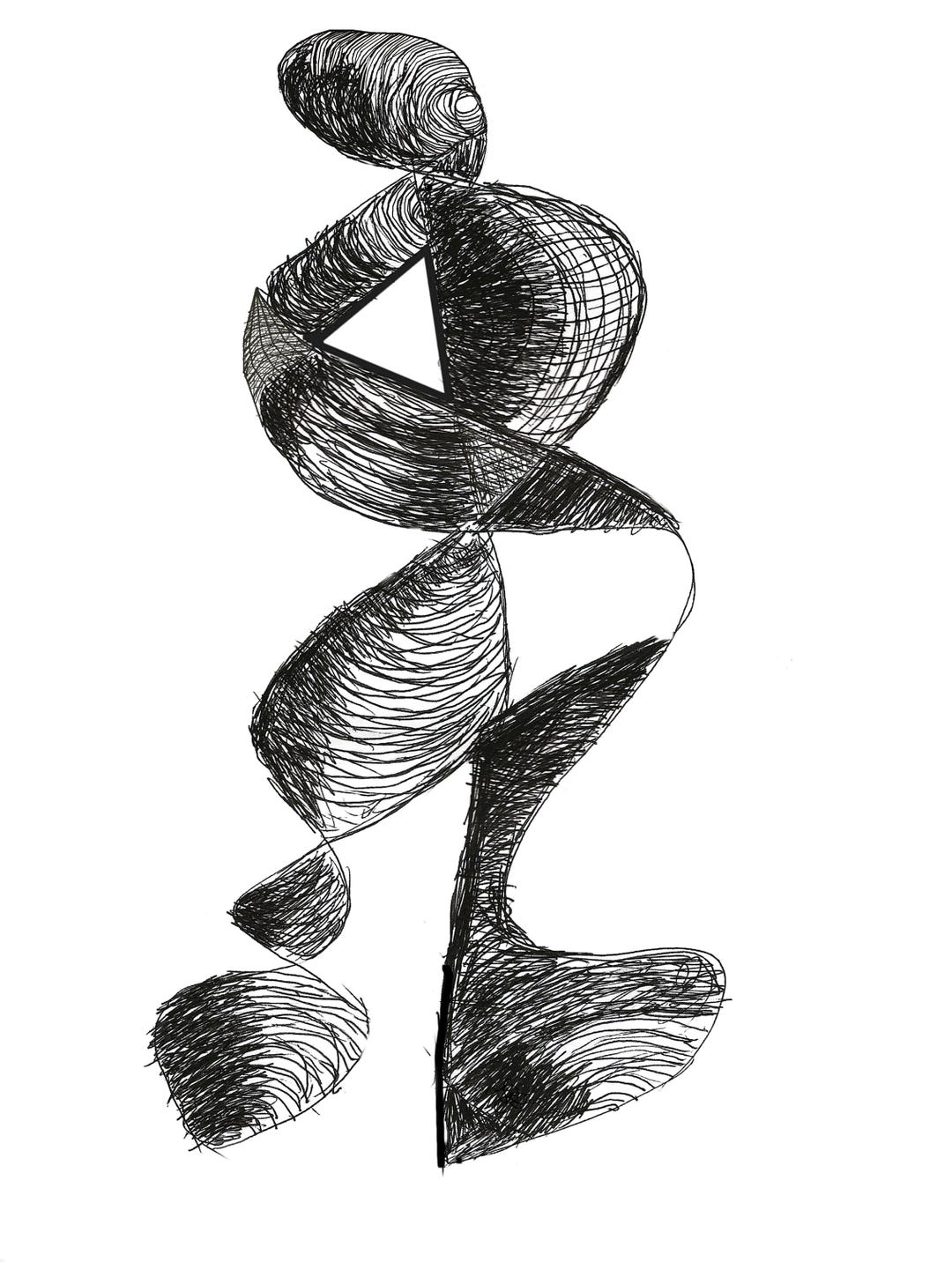 Authentic, Hand Drawn, Abstract Drawing, Wall Art, Contemporary, Black ...