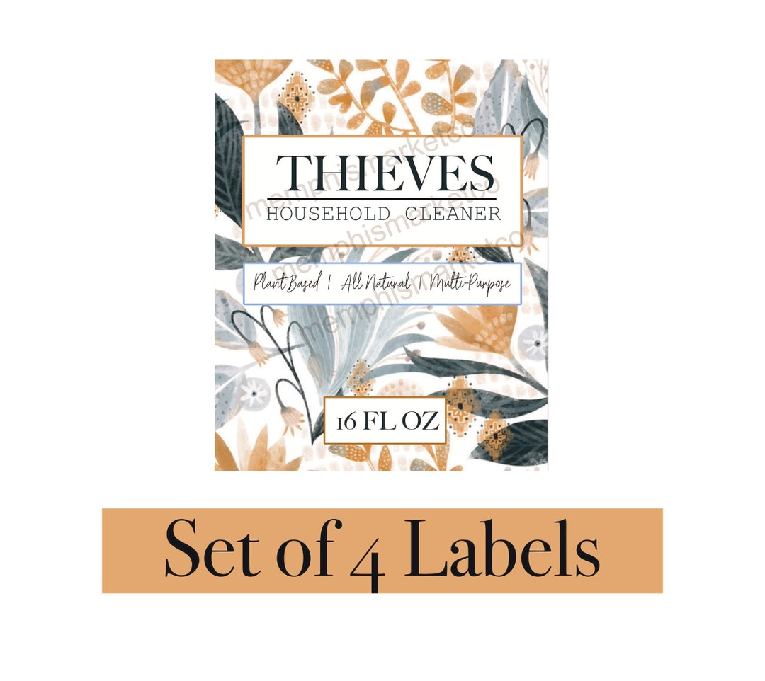 Thieves Cleaner Label set of 4, Waterproof Thieves Spray Bottle Label ...