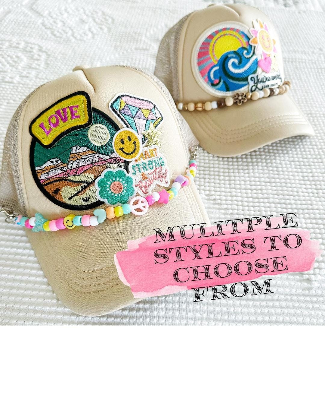 Patch Trucker Hat, Spring Break Accessory, Trendy Hat With Layered ...
