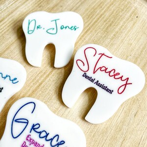 Personalized Dental Name Tag, Tooth Pin, Dental Gift for Her, Hygienist ...