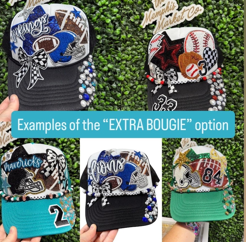 Custom Team Hat With Patches, Football Hat for Her, Sports Mom, Gift ...