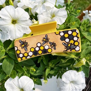 Leather Claw Clip, Bee Keeper Gift, Bee Hair Clip, Mommy and Me Hair ...