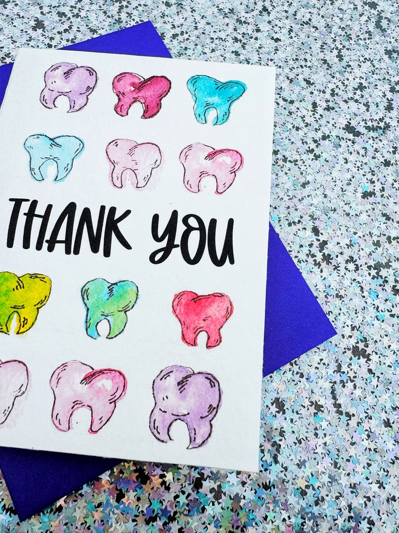 Watercolor Tooth Thank You Card, Dental Gift (digital Download ...