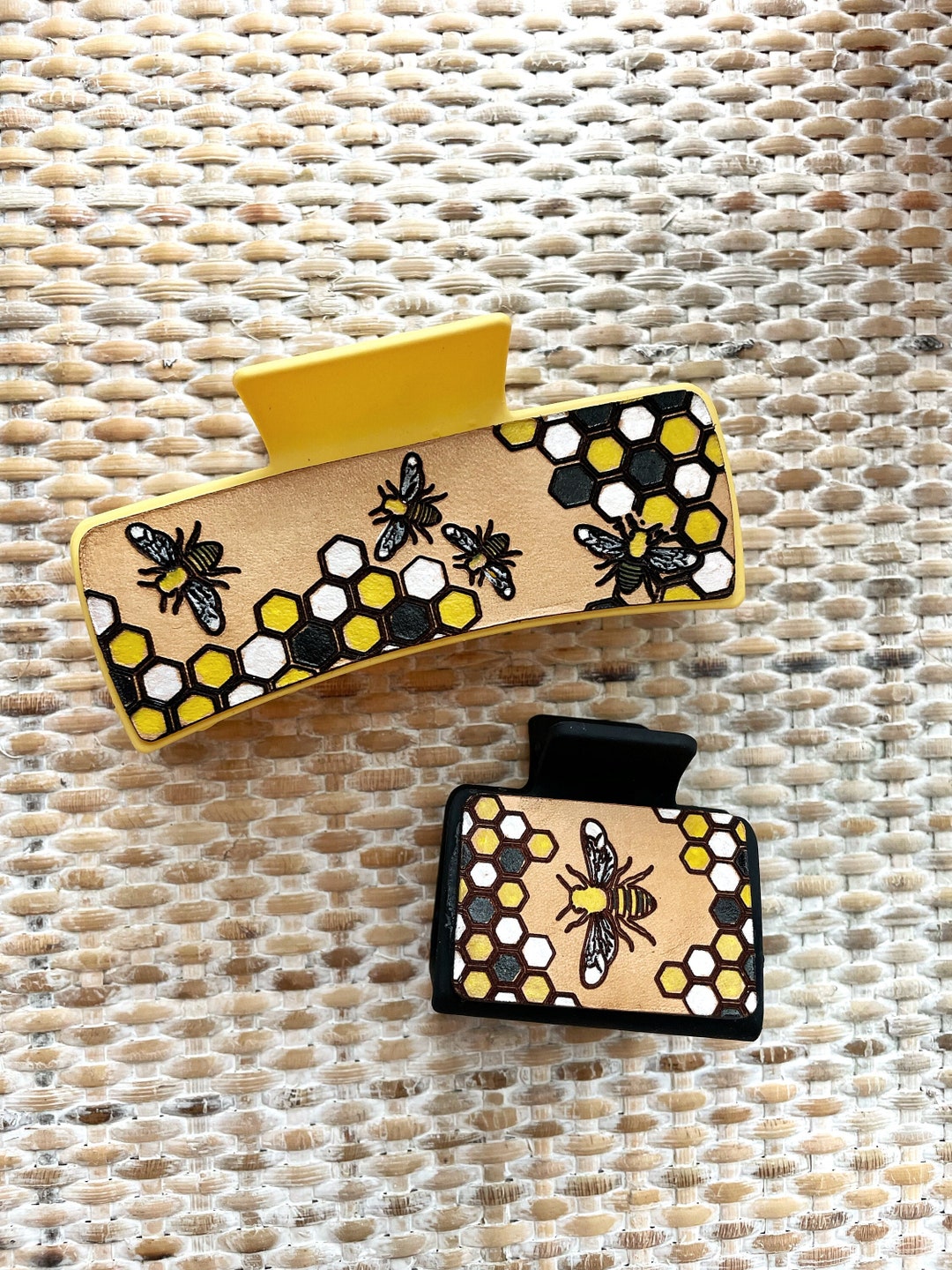 Leather Claw Clip Bee Keeper Gift Bee Hair Clip Mommy and - Etsy