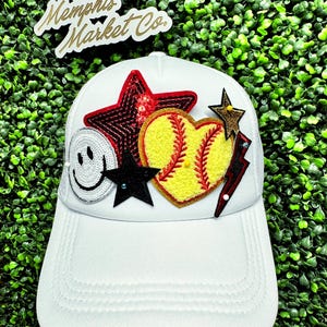 Sports Mom Trucker Hat, Hat With Patches, Basketball Mama, Baseball Gift for Her, Game Day Hat ...