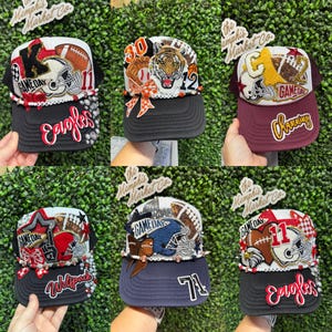 Custom Team Hat With Patches, Football Hat for Her, Sports Mom, Gift ...