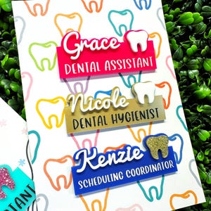 Cute Dental Name Tag, Personalized Dental Assistant Gift for Her ...