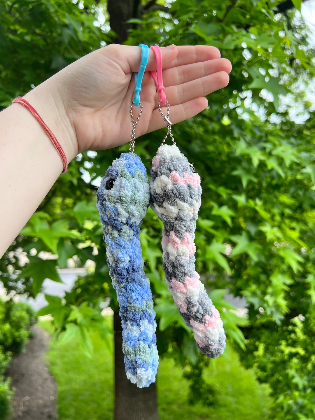 Snake Key Chain Back Pack Buddies, Hand Crochet Snake Key Chains - Etsy