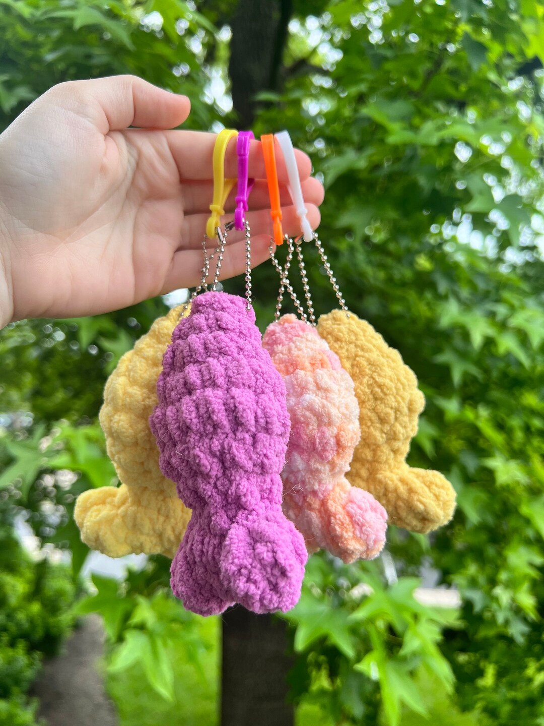 Fish Key Chain Back Pack Buddies, Hand Crochet Gold Fish Key Chains - Etsy