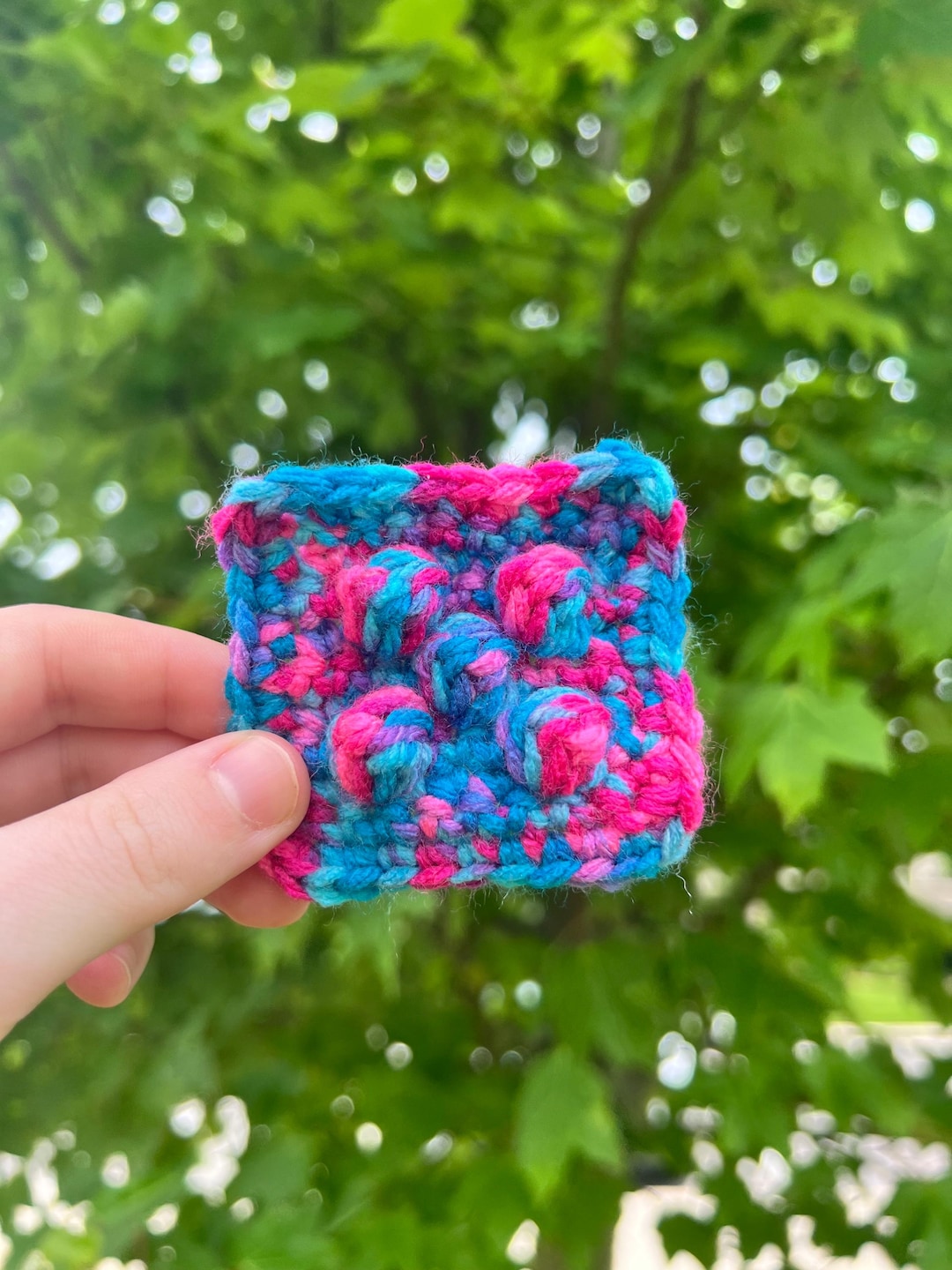 Small Poppable Crochet Fidget Toy, Multiple Pop Fidget Square, Five Pop ...