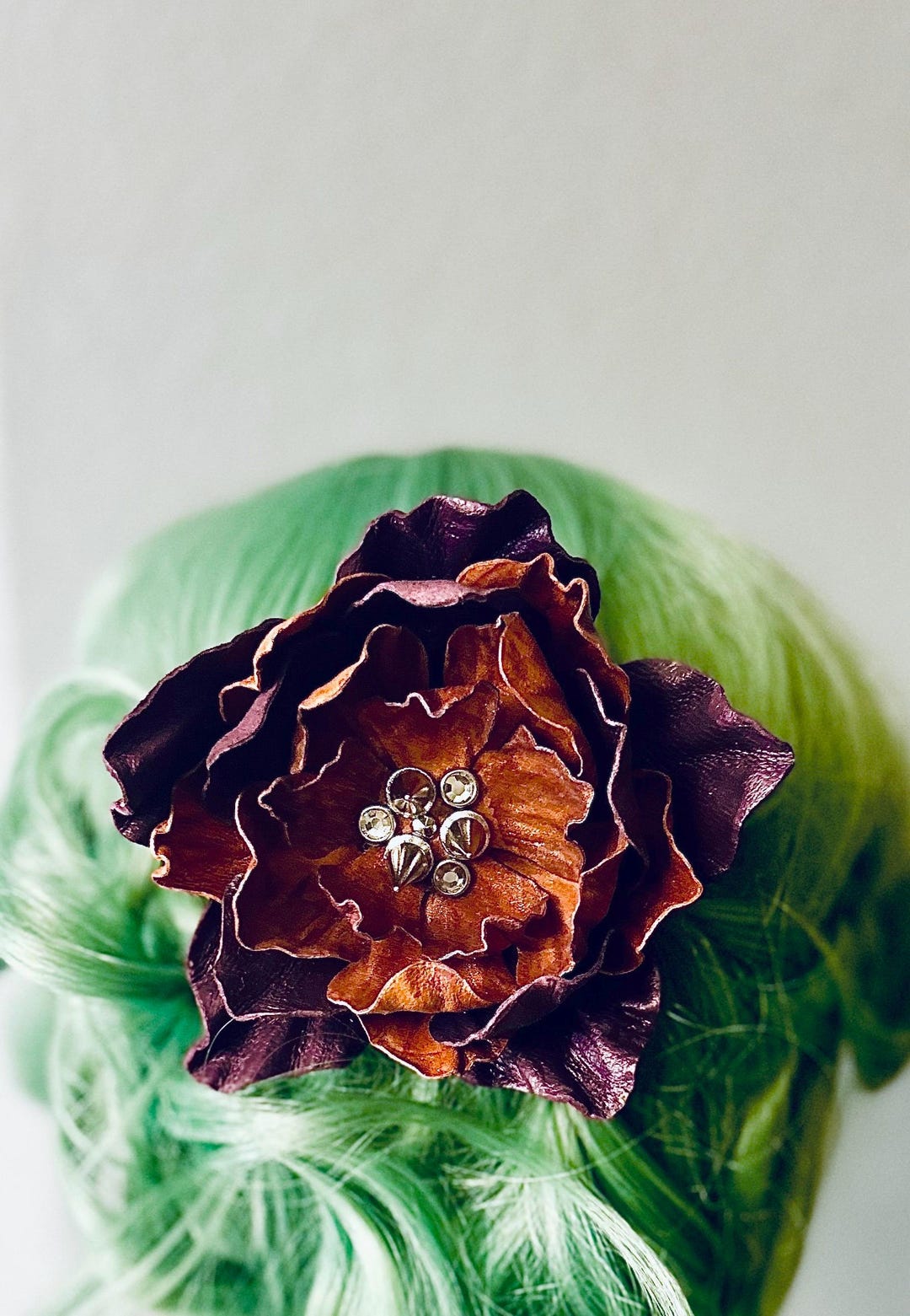 Leather Hair Comb Flower Punk Rock Studded Vintage Accessory - Etsy