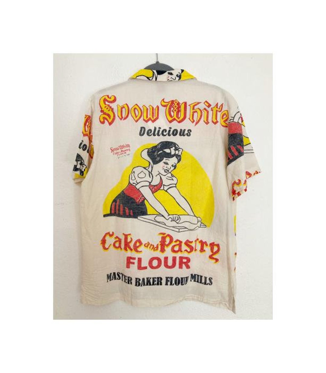 Upcycled SNOW WHITE Rice Flour Bag All Over Print Button up Shirt - Etsy