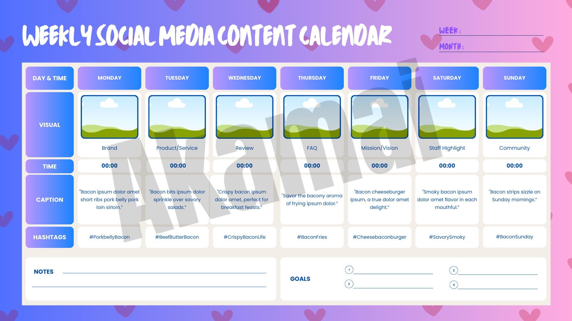 6 Social Media Content Calendar Planning Sheets - Etsy