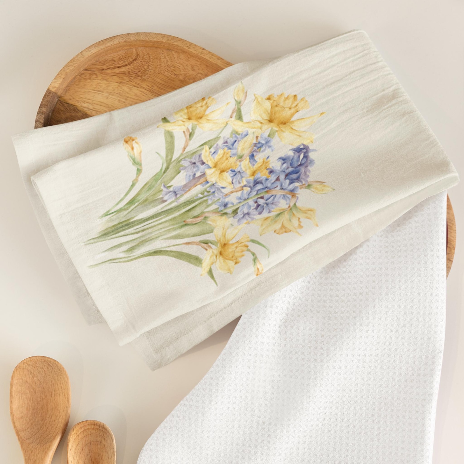 Daffodil Floral Kitchen Towels. Flower Tea Towel. Spring Tea Towel ...