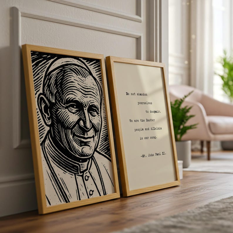 St. John Paul II Set of 2 Printables, Catholic Wall Art, Inspirational ...