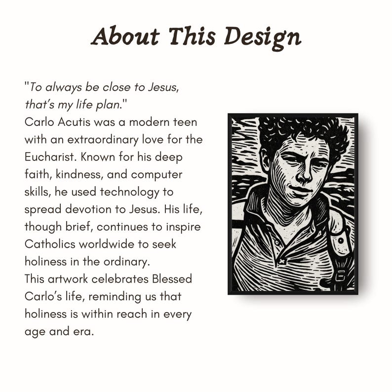Blessed Carlo Acutis Catholic Wall Art, Modern Saint, Carlo Icon ...