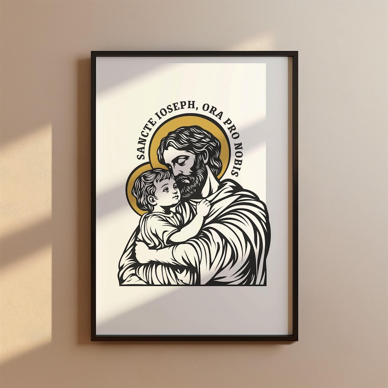 St. Joseph and Baby Jesus Catholic Print, Christian Wall Art, Christian ...