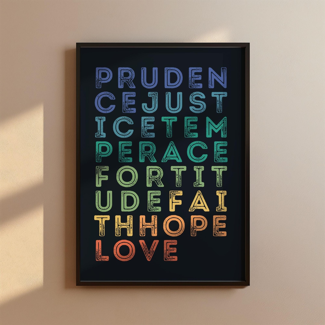 Virtues Christian Wall Art Print, Catholic Home Decor, Modern ...