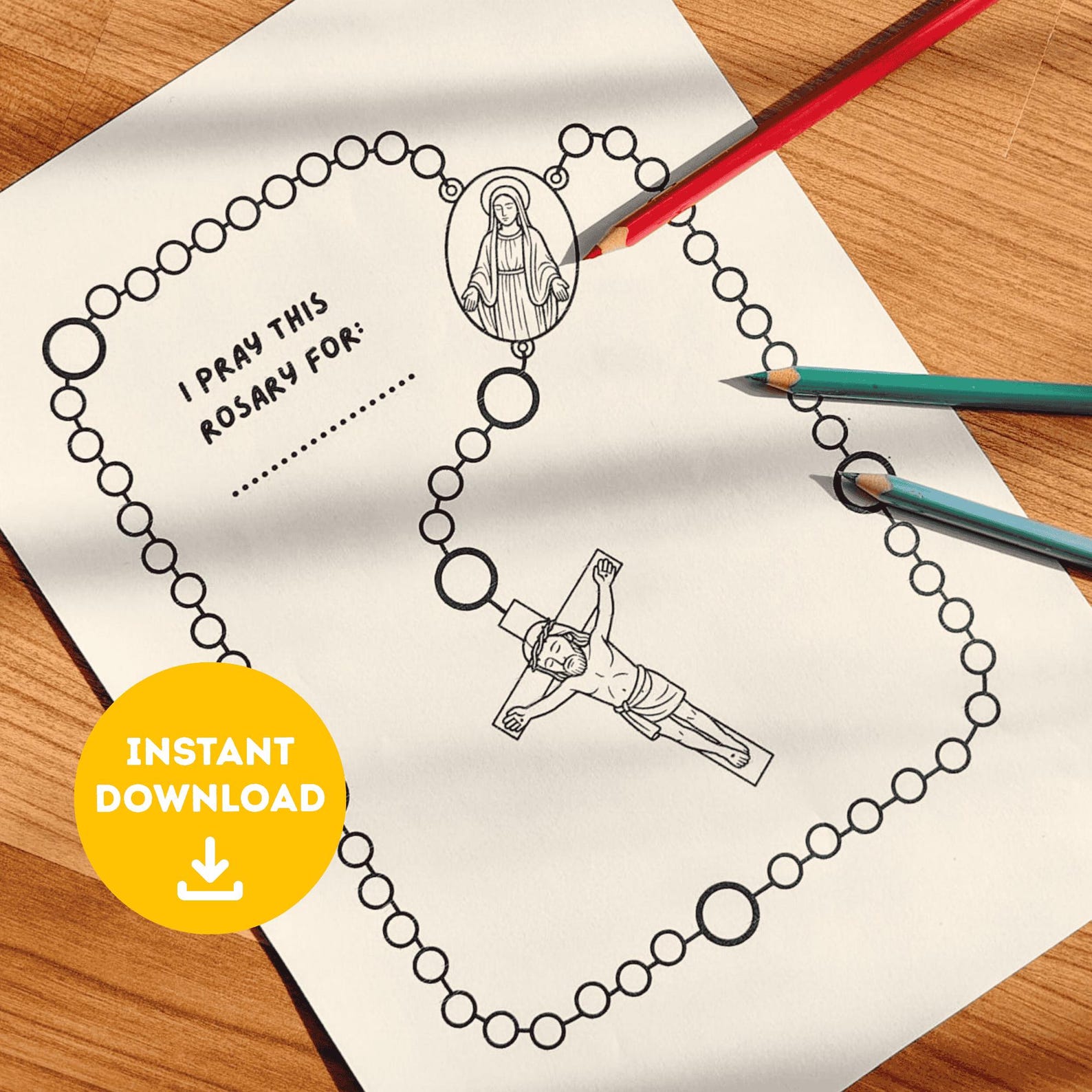 Kids Rosary Coloring Page, Catholic Prayer Printable, Activity ...