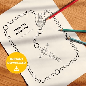 Kids Rosary Coloring Page, Catholic Prayer Printable, Activity ...