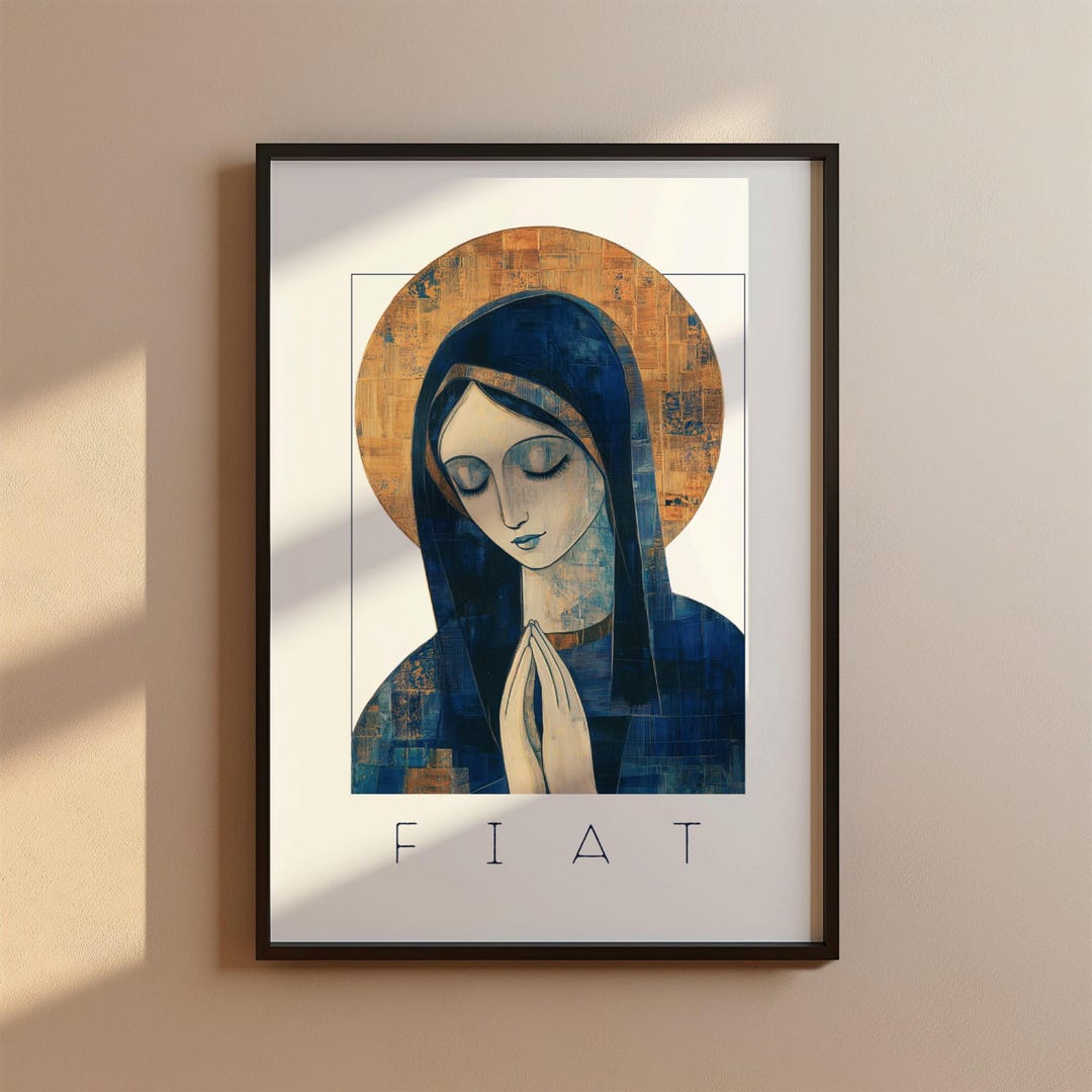 Mary's Fiat Catholic Wall Art, Virgin Mary Home Decor Print, Marian ...
