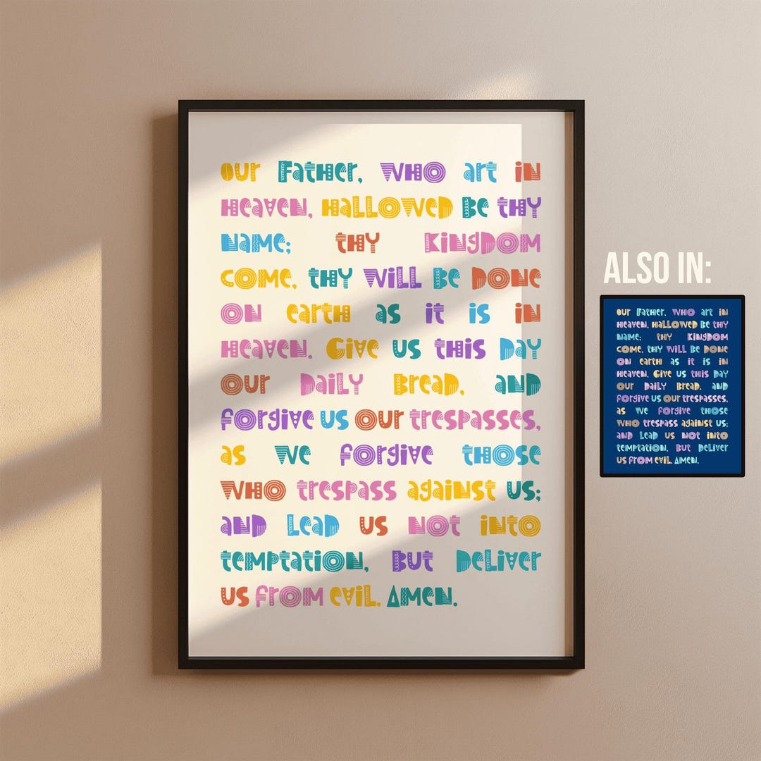 Our Father Prayer Printable for Kids, Lord's Prayer Print for Children ...