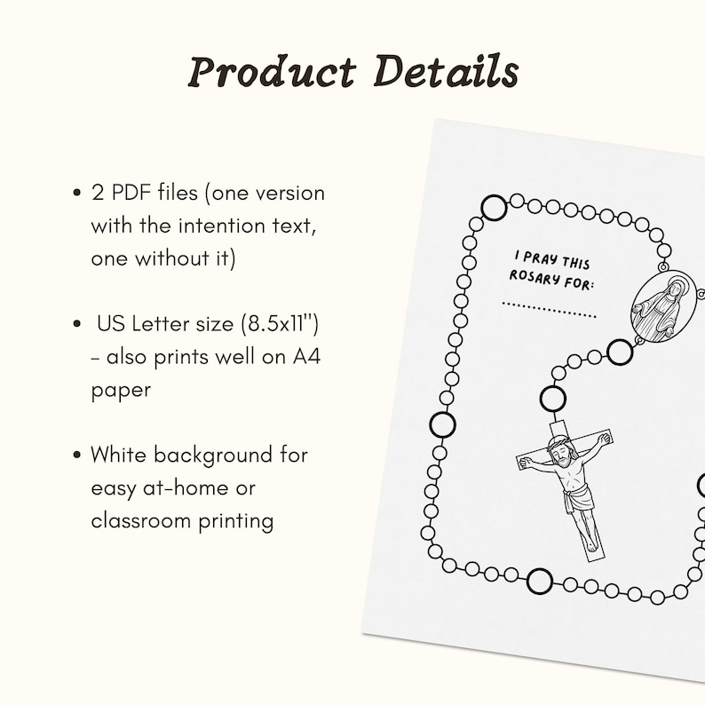 Kids Rosary Coloring Page, Catholic Prayer Printable, Activity ...