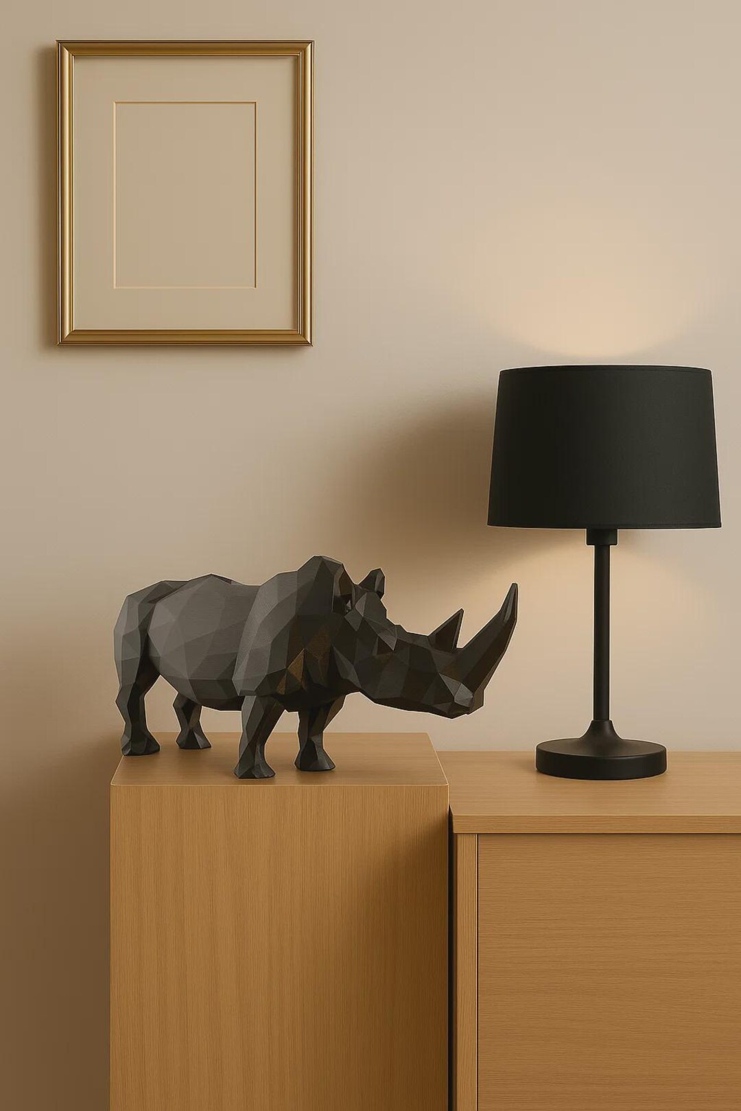 Minimalist Low Poly Rhino Figurine | 3D Printed | - Etsy