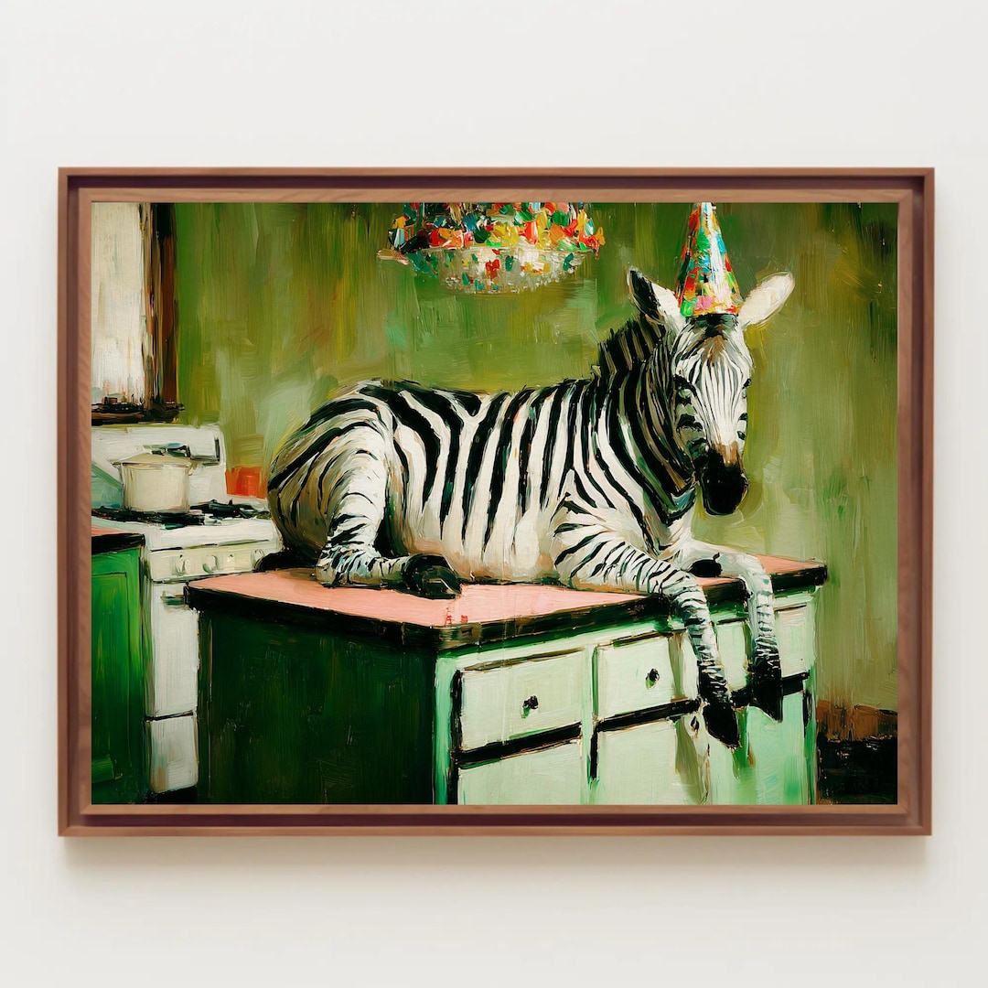 Whimsical Zebra Breakfast Art Print: Retro Cottagecore Kitchen Decor - Etsy