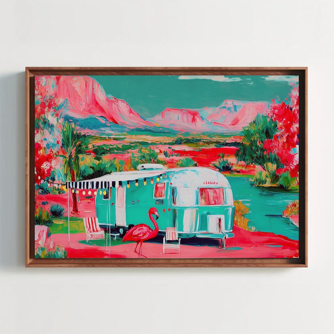 Airstream Adventure Art Print - Impasto Landscape | Vibrant Rocky ...