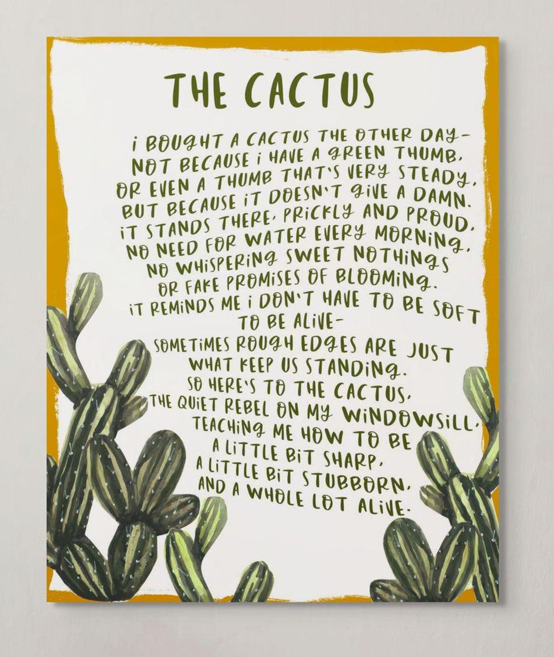 Cactus Poem Art Print: Empowering Watercolor Illustration (digital ...