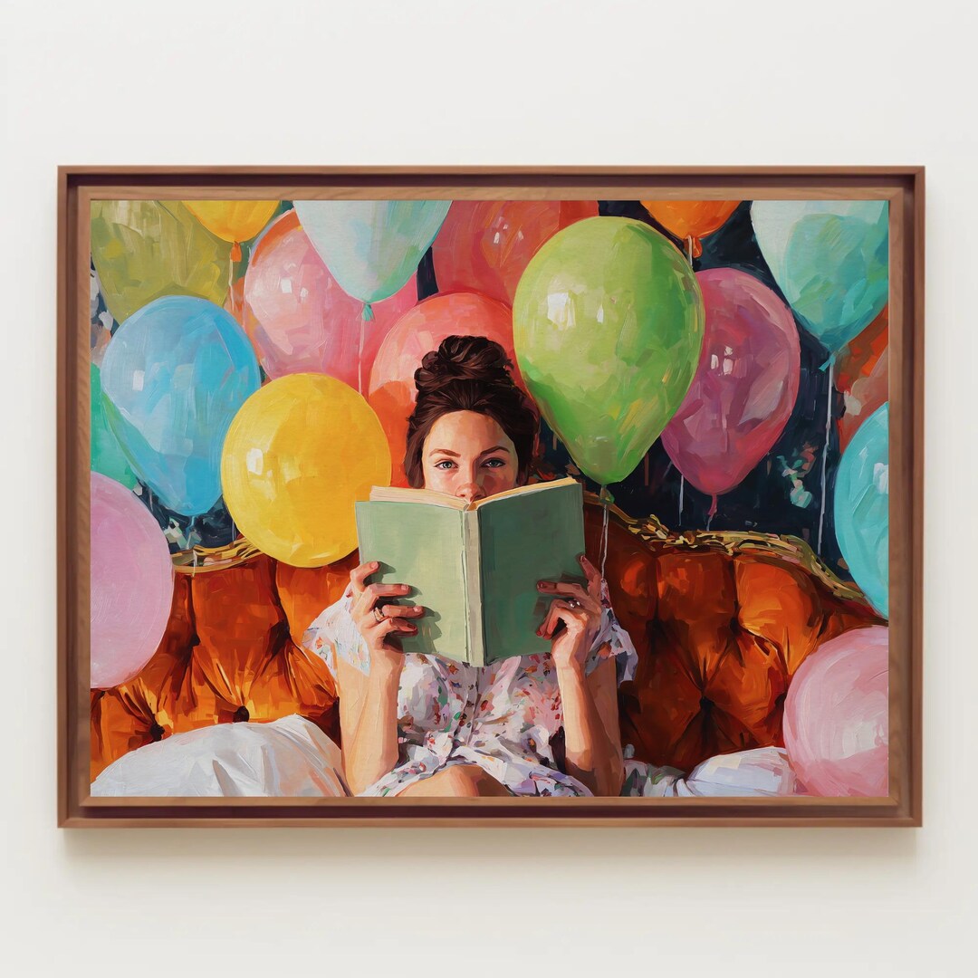 Balloon Bed Book Art Print – Surreal | Quirky Feminism Wall Decor - Etsy