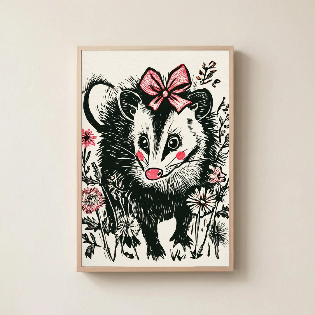 Pretty Possum With Bow Art Print – Surreal | Possum Flowers – Quirky ...