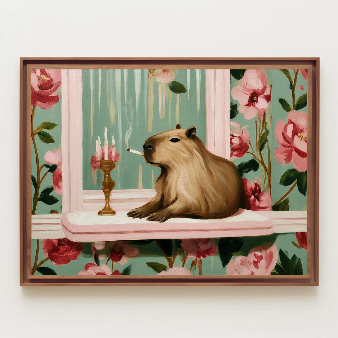 Fancy Capybara With Cigarette Art Print: Modern Wall Decor, Alcohol ...